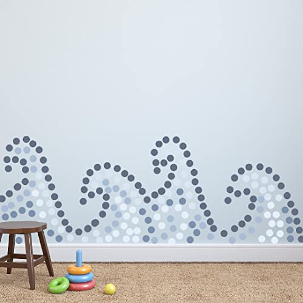 Blue Polka Dot Wall Decals - 150 2-inch Blue boho rainbow wall decal dots for wall | removable wall stickers boho nursery decor boy or girl | polka dot classroom decor vinyl wall decal dots | boho wall decals peel and stick blue rainbow dot stickers