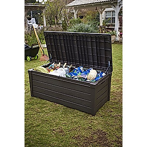 Keter Brightwood 120 Gallon Outdoor Resin Garden Patio Storage Furniture Deck Box