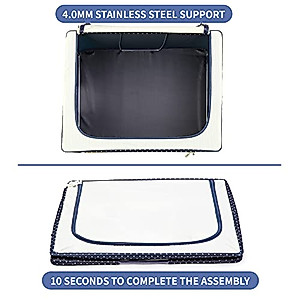 Eastjing Clothes Storage Bins, 2-Pack Storage Boxes Extra 66L Foldable Stackable Container Organizer Metal Frame Basket Set with Large Clear Window & Carry Handles for Bedding,Clothes,Closets, Bedrooms