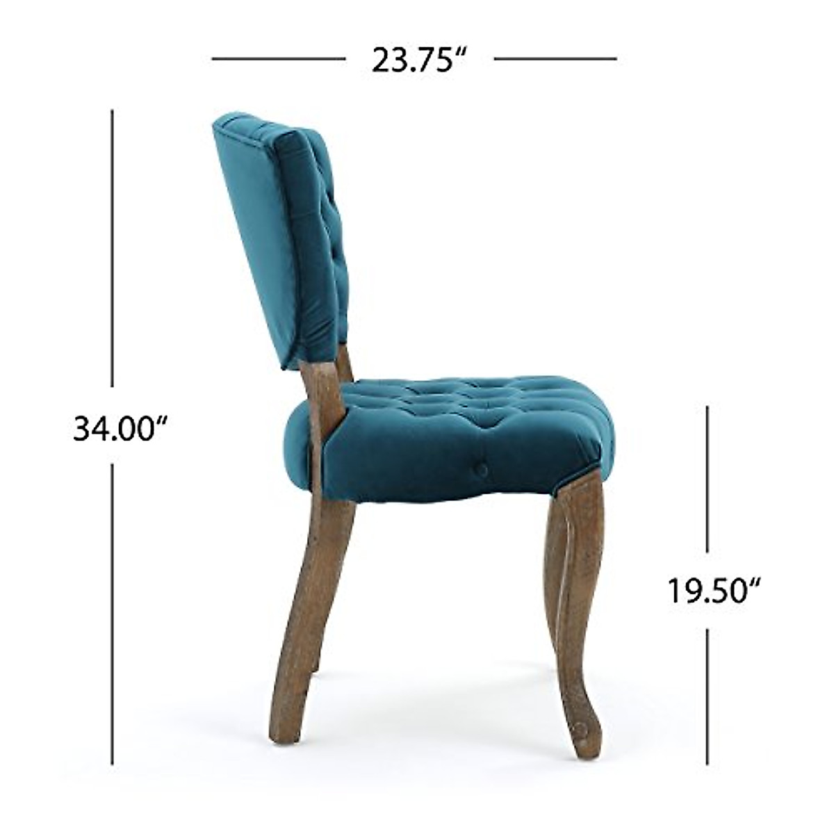 Christopher Knight Home Bates Tufted Velvet Fabric Dining Chairs, 2-Pcs Set, Dark Teal