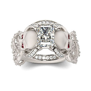 Jeulia 3 Carat Octopus Eternity Ring 925 Sterling Silver Radiant Cut Engagement Ring Cubic Zirconia Wedding Band Rings Promise Anniversary Romantic Jewerly Gift (Silver, 5.5)