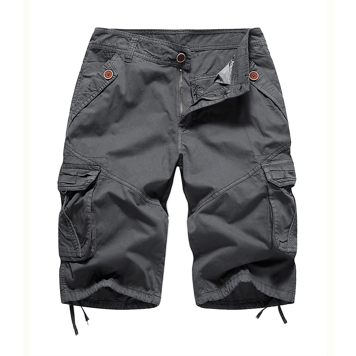 FOURSTEEDS Women's Relaxed Fitted Multi-Pockets Camouflage Twill Cotton Tactics Bermuda Cargo Shorts Dark Grey US 16