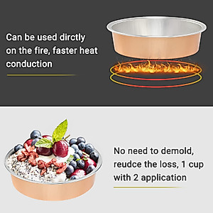Beasea Mini Tart Pans, 8 Oz 50 Pack Disposable Pie Tins with Lids, 4 Inch Rose Gold Aluminum Pie Pan Cartoon Tin Tart Pans Round Oven Baking Mini Cake Pan for Pie Tart Quiche