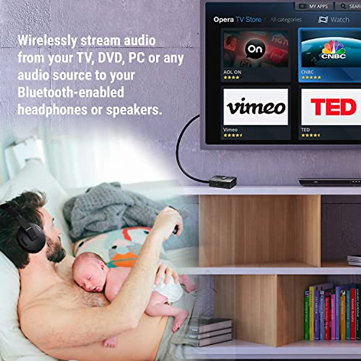 HomeSpot Bluetooth Transmitter for TV Audio Optical Bluetooth Low Latency Audio Adapter Bluetooth 5.0 no Lip Sync Digital Dual Stream Toslink SPDIF [Advanced Dual Stream Version]