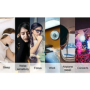 WUTAN Ear Plugs for Sleeping Noise Cancelling 14-38dB, Comfortable Soft Reusable Silicone Ear Plugs Noise Reduction Earplugs for Sleep, Snoring, Concert, Work, Travel Black