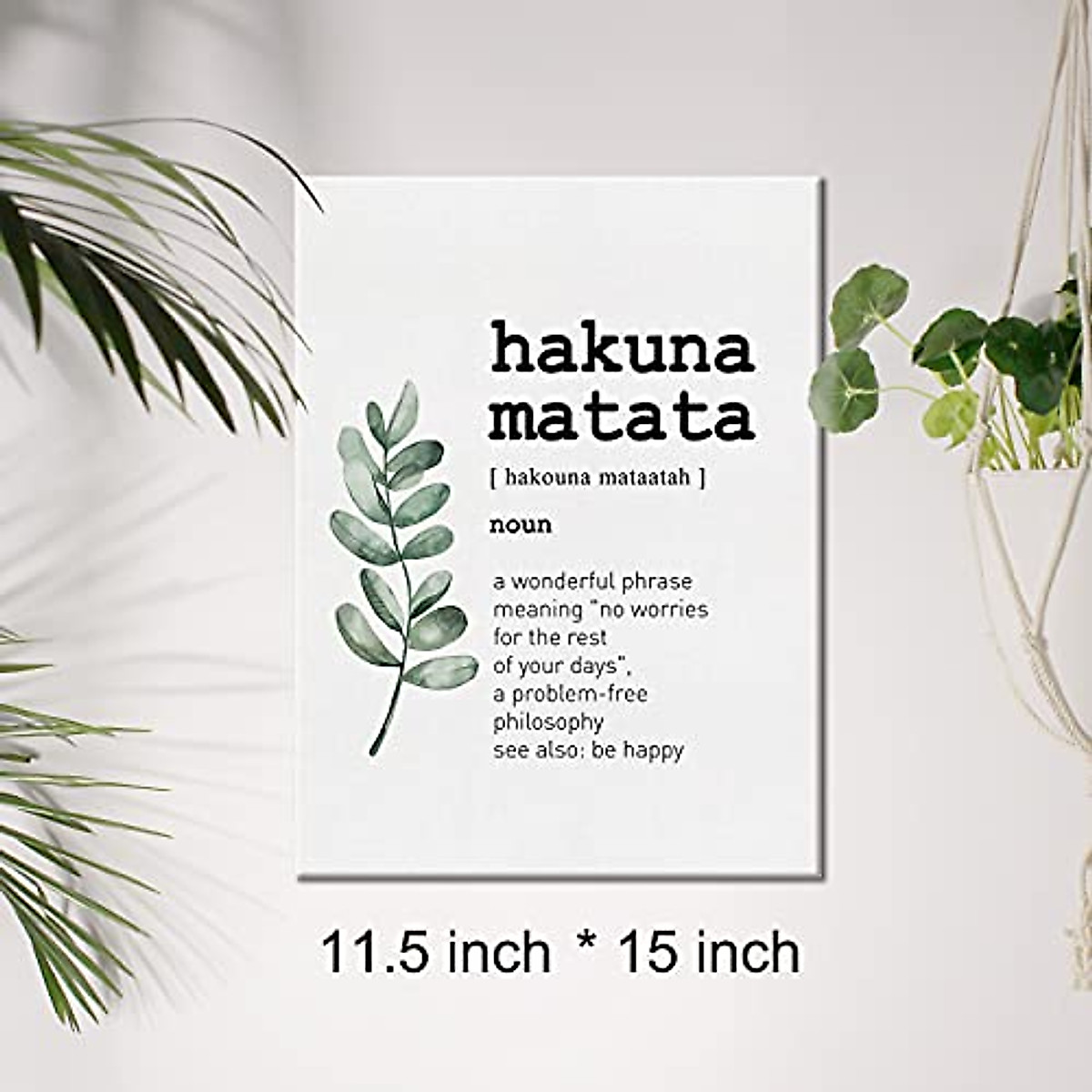 Canvas Wall Art Inspirational Hakuna Matata Word Definition Canvas Print Painting Home Wall Decor Framed Funny Gift 12x15 Inch