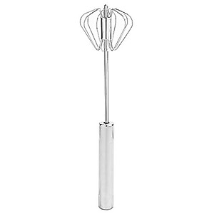 Stainless Steel Hand Push Egg Beater Mixer Home Kitchen Whisk Milk Frother Cooking Utensils Gadgets Blending Beating Stirring Semi Automatic Tool (1Pcs-Length 12, 35-Stainless)