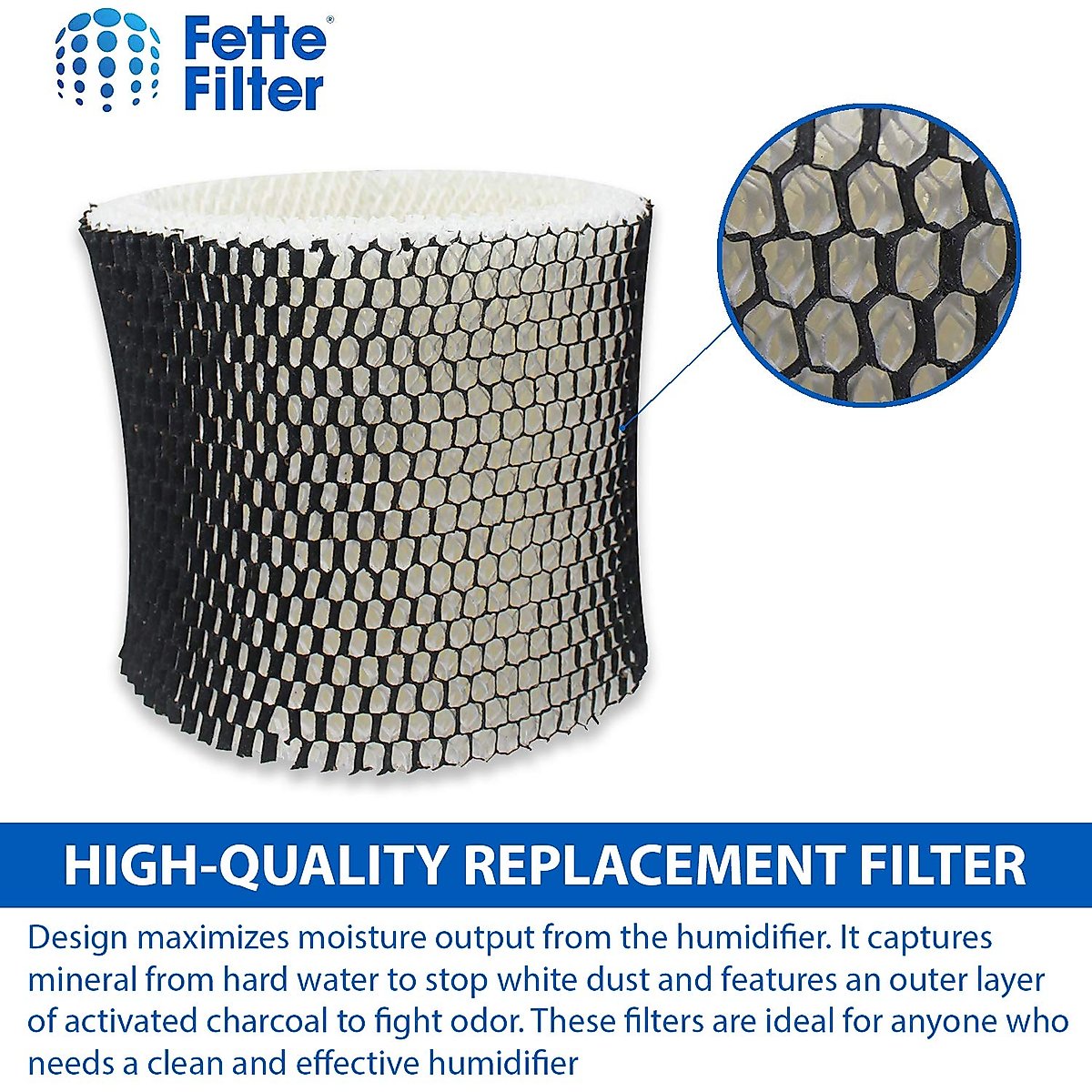 Fette Filter - HWF-64 Humidifier Filter B Wick Replacement Compatible with Holmes HWF64 Filter B for models HM-1645 HM-1730 HM-1745 HM-1750 HM-2200 & Bionaire BWF-64 includes 2 QTY.