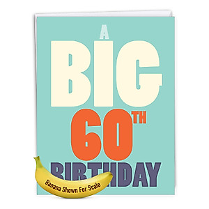 NobleWorks - Jumbo Card for 60th Birthdays (8.5 x 11 Inch) - Fun Milestone Birthday Celebration, Big Group 60 Year Old Greeting - Big 60 J9066MBG