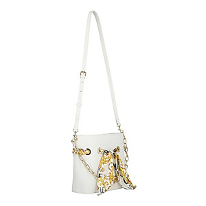 Versace Jeans Couture White Scarf Embellished Medium Bucket Bag for womens