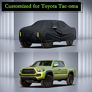 Car Cover Custom Fit for Toyota Tacoma 2005-2023, Waterproof All Weather for Automobiles Full Exterior Cover Rain Sun Snow Protector with Door Zipper