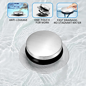 Bathtub Drain Stopper, Uxoz Universal Tub Stopper for Replacing Tip Toe/Trip Lever/Lift&Turn Tub Drain, Bath Tub Drain Stoppers Desiged for 1.5"-1.72" Drain Hole with 3 O-Rings, Chrome Plated