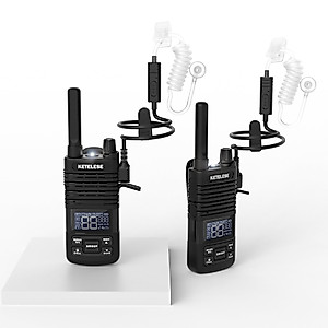 KETELESE T1 Rechargeable Walkie Talkies for Adults Long Range, 22 Channel 2 Way Radios, USB C FRS Walkie-Talkie with Earpiece, NOAA, VOX, Group Call for Hiking, Camping, Hunting (2 Pack), Black