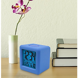 Equity by La Crosse 70905 Soft Blue Cube LCD Alarm Clock 5.20in. x 4.20in. x 3.30in.