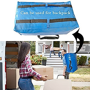 Heavy Duty Oversized Storage Bag, 4 Pcs Blue Totes Moving Storage Bags with Zippers, for Travelling Camping Dorm College Moving Supplies Boxes, Clothes Storage Bins Compatible with Ikea Frakta Cart