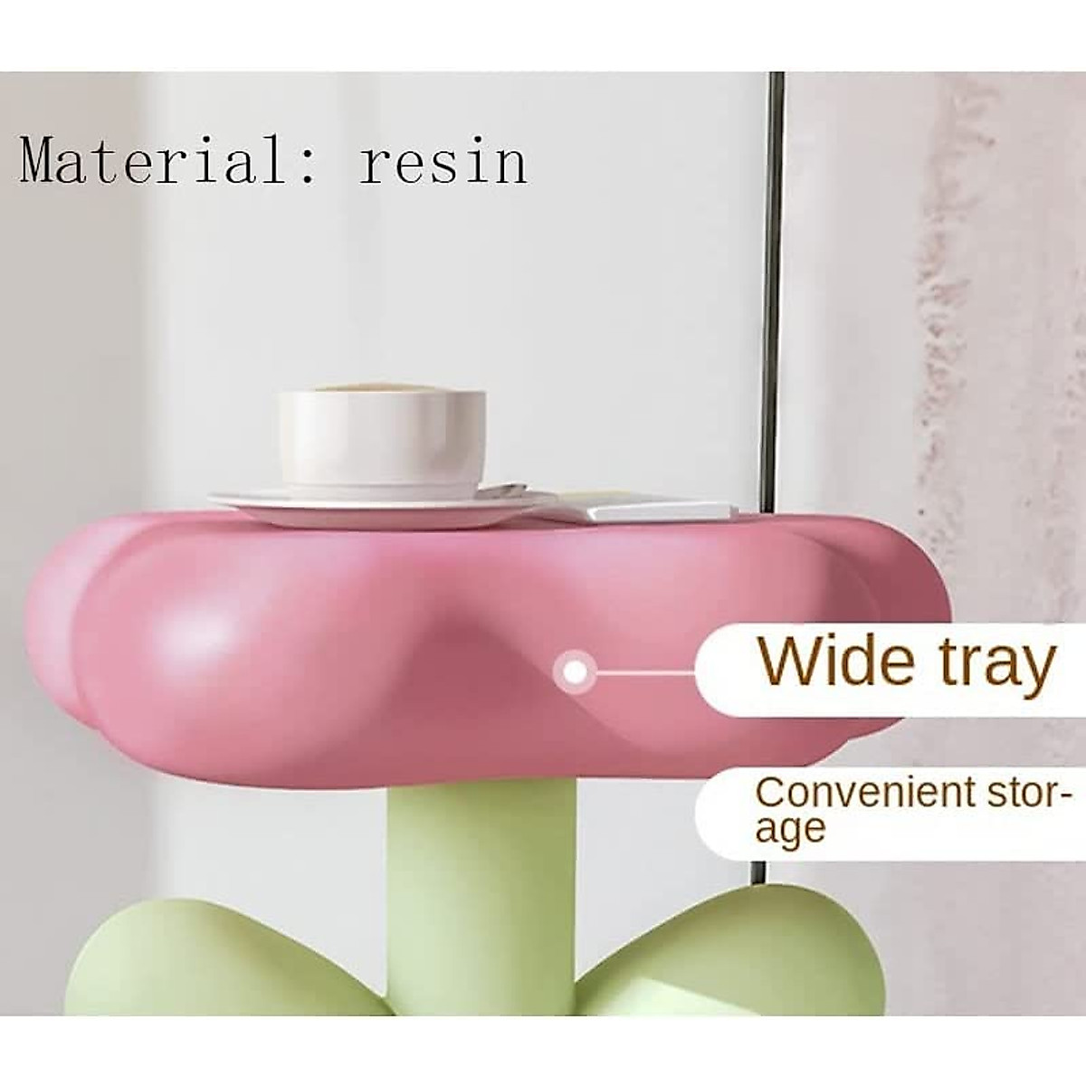 BAUBUY Creative Tulip Coffee Table Flower Shape Decorative Small Side Table 60 * 41cm Resin Sofa End Table for Living Room Balcony Bedroom Furniture