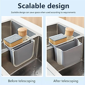RhAny Dry and Wet Separation Trash Can，Telescopic Sink Drain Basket,Small Suction Cup Trash Can (2PCS-D)