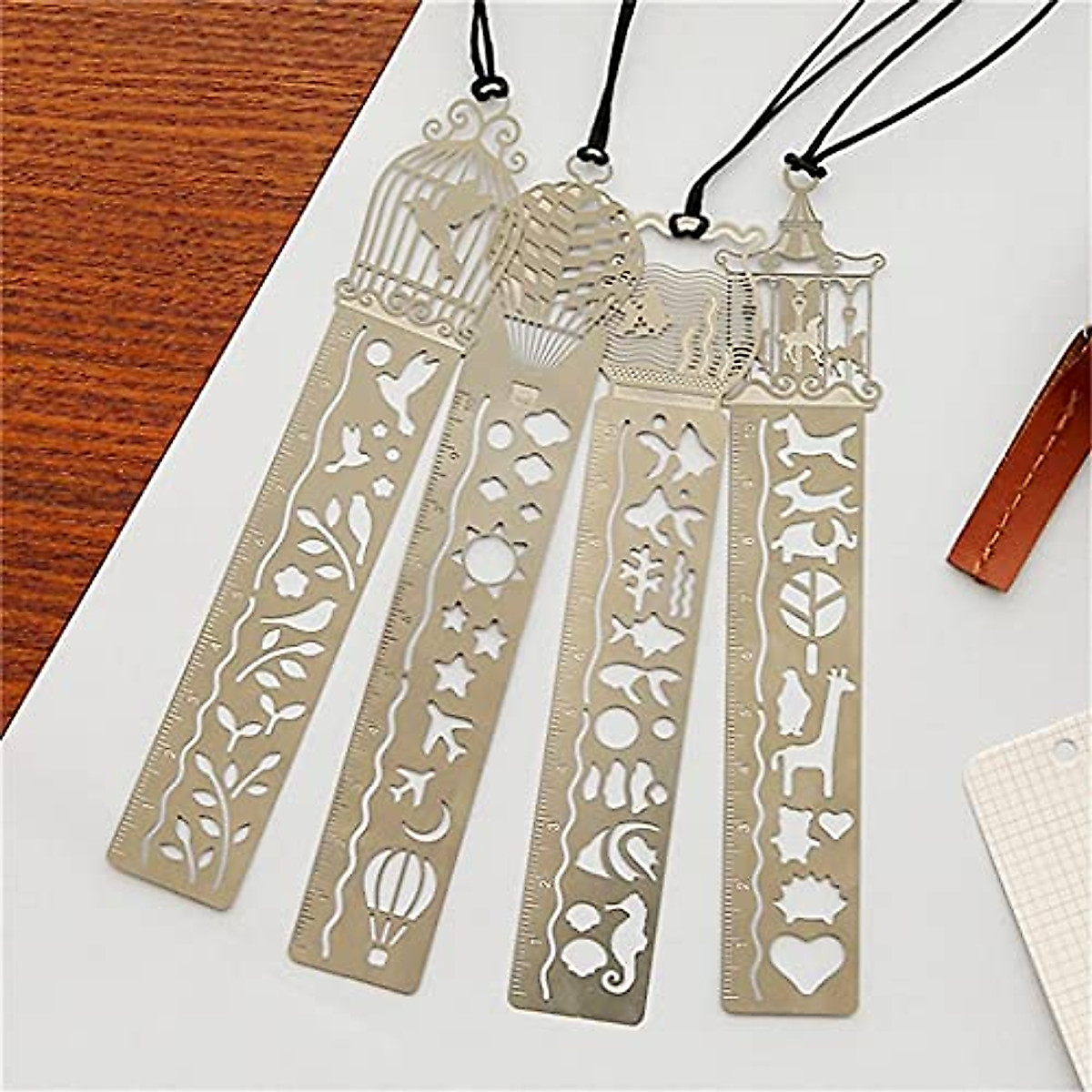 LDCHNH Cute Kawaii Creative Horse Birdcage Hollow Metal Bookmark Ruler for Kids Student Gift School Supplies