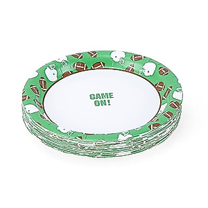 Glad Everyday Round Disposable Paper Plates with Football Design, Small | Cut-Resistant, Microwavable Paper Plates for All Foods & Daily Use | 7 Inches, Green, 30 Count
