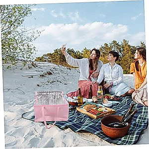 CRILSTYLEO Cake Insulation Bag Insulated Food Carrier Food Warmer Bag Beverage Cake Packing Insulated Bag Hanging Mesh Holder Clothespin Basket Bag Packaging Reusable Door Non-woven Bags Pink