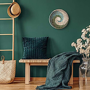 Allegorie Woven Basket Bowl Wall Hanging | Handmade Decorative Bowl with Hook | Chic Boho Décor, Ideal Housewarming Gift for Her | 13 Inches (Green & Blue)