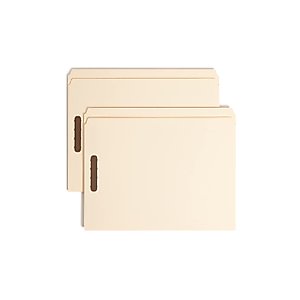 Smead Fastener File Folder, 2 Fasteners, Reinforced Straight-Cut Tab, Letter Size, Manila, 50 per Box (14513)