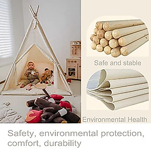 RongFa Teepee Tent for Kids-Portable Children Play Tent Indoor Outdoor (Beige Without Mat)
