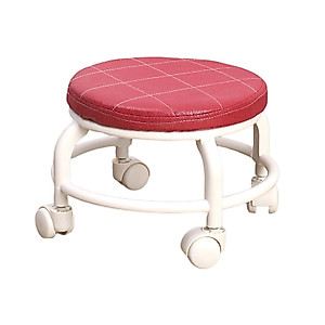 figatia Rolling Stools with Wheels Low Height Rolling Stool Portable Comfortable Household Small Shoe Stool Seat Pulley Wheel Stool for Home Kitchen, Red