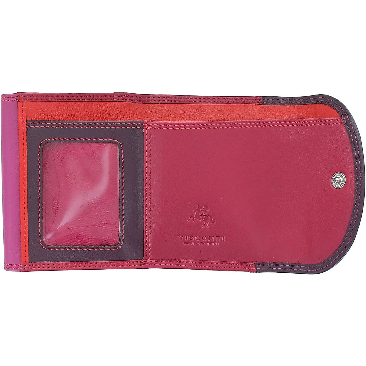 VISCONTI Rainbow Collection Small Leather Purse RFID and Tap and Go RB126 (Plum Multi)