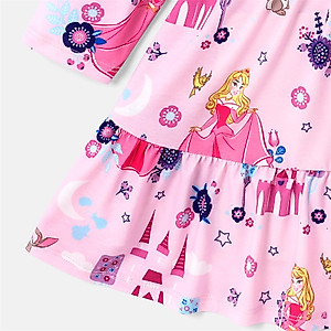 Disney Princess Toddler Girl Allover Print Long-sleeve Dress, Pink, 3T