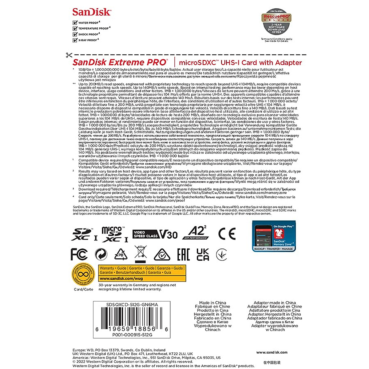 SanDisk 512GB Extreme Pro Durable, Captures 4K UHD Video, 200MB/s Read and 140MB/s Write microSD UHS-I Card for Recording Outdoor Adventures and Weekend Trips