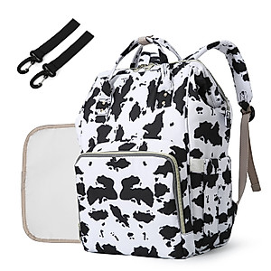 TRENDPLAY Baby Diaper Backpack for toddlers, Stroller Organizer Nappy Bag For Girls, with Insulated Pockets, Cow
