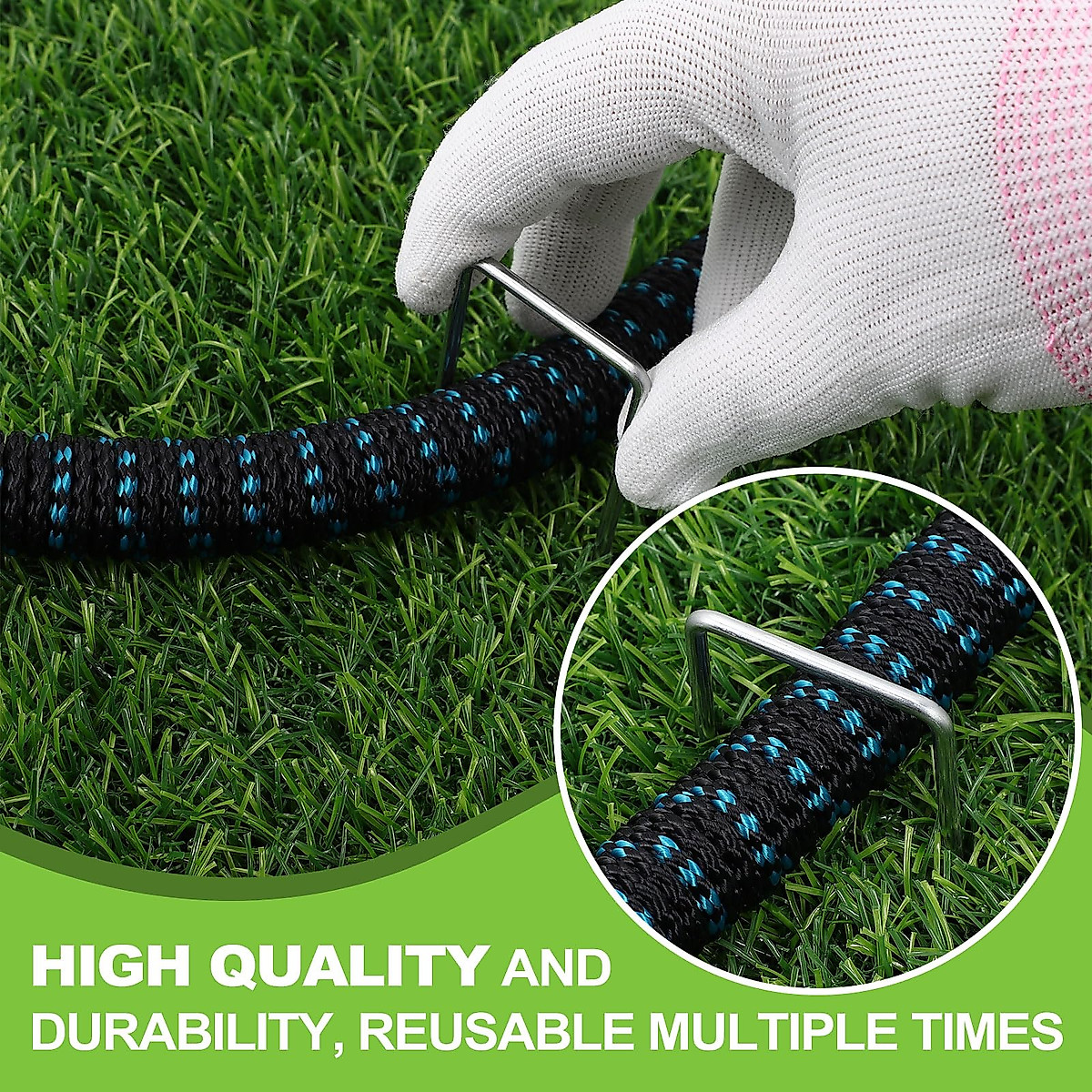 30 Pcs Galvanized Landscape Staples Metal Garden Stakes Heavy Duty for Ground Cover, U-Shaped Pins Yard Stakes Weed Barrier Fabric, Garden Hose, Drip Irrigation, 1.6 inch*(6 inch+4 inch)