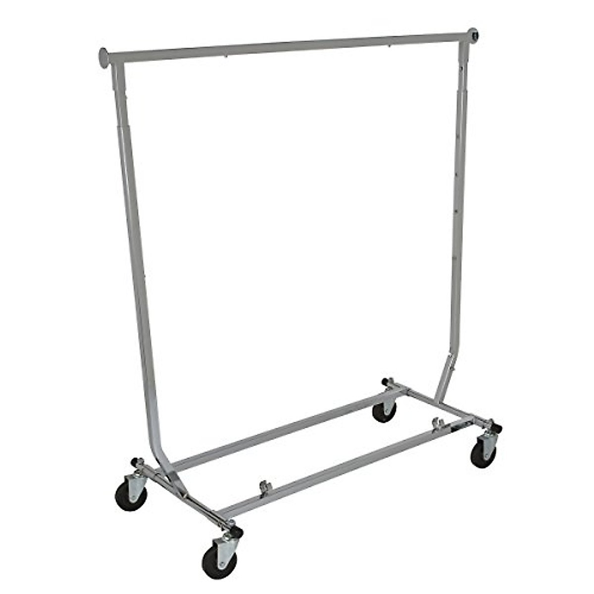 Econoco Collapsible Rolling Clothes Rack - Collapsible Clothing Rack, Commercial Grade Clothing Display, Square Tubing Rolling Rack, Chrome