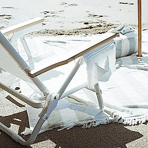 Business & Pleasure Co. Holiday Tommy Chair - Reclining Backpack Beach Chair - Antique White
