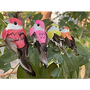 Artificial Simulated Foam Birds Sparrow with Claw Mini Love Feather Birds for Craft Home Ornaments Garden Wedding Decoration (3.7" BirdW8J4 w/Clip 4pcs)