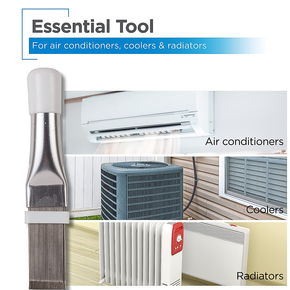 AnyAir Fin Comb, Steel Brush for Air Conditioner, Cooler or Radiator, Heavy Duty AC Fin Comb, Silver