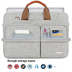 Lacdo 360° Protective Laptop Shoulder Bag Sleeve Case for 13 inch New MacBook Air M2 A2681 M1 A2337 A2179 A1932 | 13" New MacBook Pro M2 M1 A2338 A2251 A2289 A2159 | Surface Book 3 2 Computer, Gray