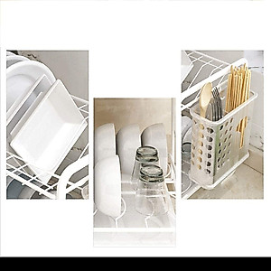 Plate Rack Draining Dish Rack Dish Drying Rack,2-Tier Dish Rack and Drain Board，Dish Drying Rack Storage Tray Cutlery Dish Drainer Room Pan Plate Holder