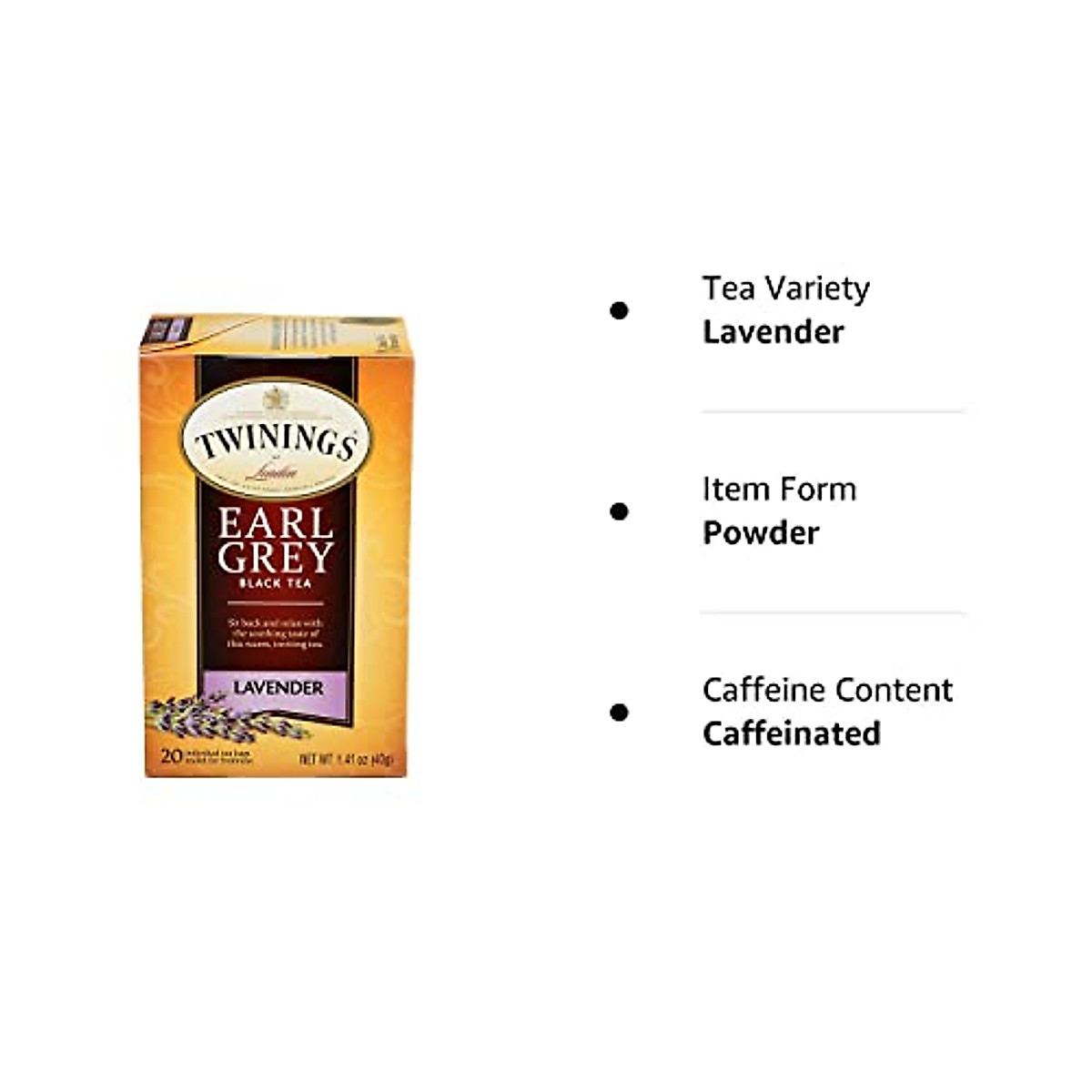 Twining Tea Lavender Earl Grey, 1.41 oz (20 COUNT)