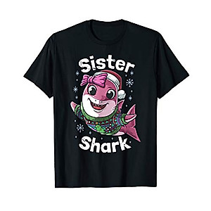 Matching Sister Shark Christmas Stocking Stuffer Gift T-Shirt
