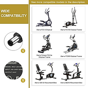 Omilik UL 9V AC Adapter for Xterra Fitness Elliptical Exercise Machine/Recumbent Bike/Upright Bike Series FS5.2e SB4.5r SB440r SB540r FS220e FS320e FS420e Recumbent Exercise Bicycle Power Supply Cord