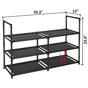 FIDUCIAL HOME 3 Tiers Shoe Rack 12-15 Pairs Sturdy Shoe Shelf