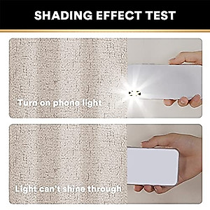 PrinceDeco Primitive Textured Linen 100% Blackout Curtains for Bedroom/Living Room Energy Saving Window Treatment Curtain Drapes, Burlap Fabric with White Thermal Insulated Liner (42 x 84in, Natural)