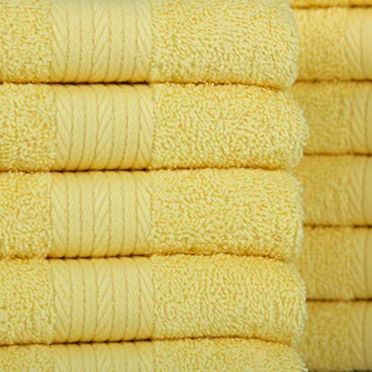 Ample Decor Wash Cloths Pack of 10, Oeko Tex Certified 600 GSM 100% Cotton Soft Absorbent, Premium Quality Durable Machine Washable, Ideal for Bathroom, Pool, Hotel, Spa – Yellow