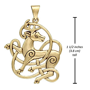 Bronze Stag Pendant - Celtic Deer Druid Jewelry for Men or Women