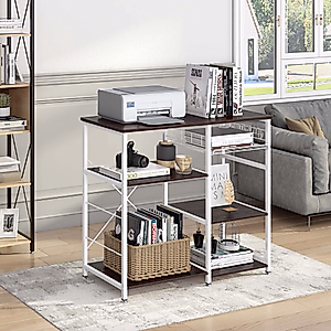 Wellynap Kitchen Baker's Rack, Coffee Bar Cabinet, Microwave Stand with 3-Tier Bakers Racks for Kitchens with Storage, Black