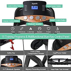 GYMAX 3.75HP Folding Treadmill, 1-15% Automatic Incline Treadmill with GYMAX App Control, 12 Preset & 3 Custom Programs, Heart Rate Monitor, Home Gym Cardio Training Machine