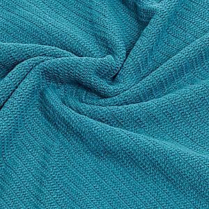 Amazon Basics Cotton Woven Throw Blanket - 90 x 90 Inches, Teal