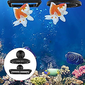 Molain Fish Feeding Ring, 2 Pieces Fish Feeder Aquarium Fish Turtle Tank Accessories Food Feeder Circle for Guppy, Bettas, Goldfish, Turtle (Black)